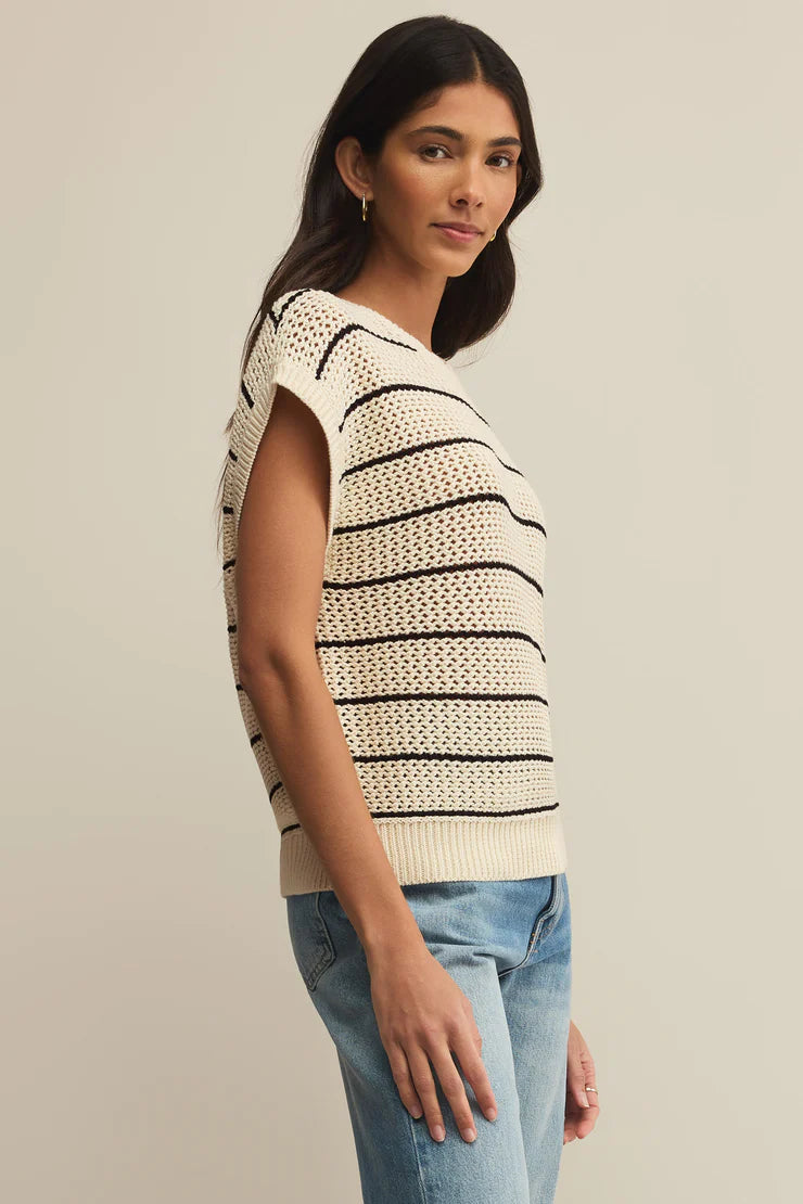 Ines Striped Crochet Knit Top – SF Siren